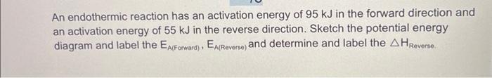 Solved An endothermic reaction has an activation energy of | Chegg.com