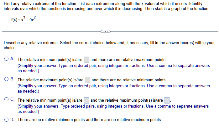 Solved Find any relative extrema of the function. List each | Chegg.com