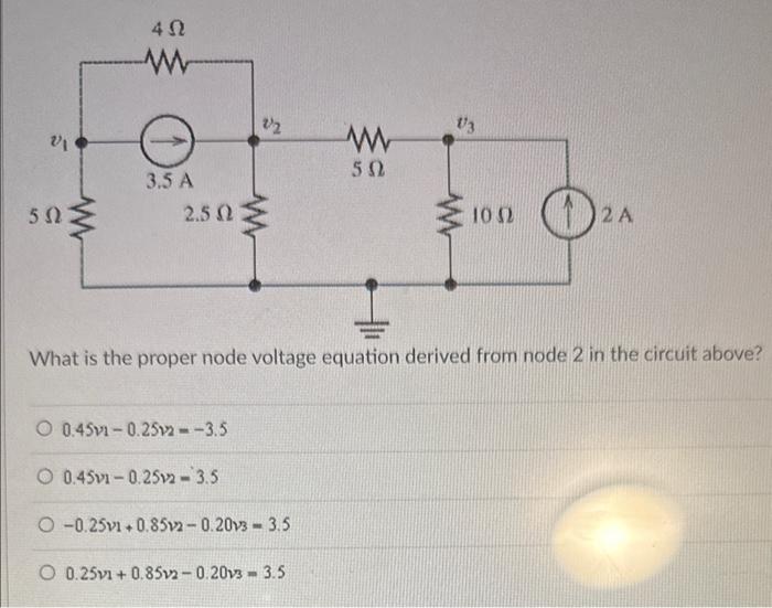 Solved What is the proper node voltage equation derived from | Chegg.com