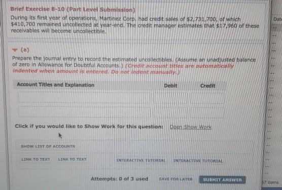 Solved Brief Exercise 8-10 (Part Level Submission) During | Chegg.com