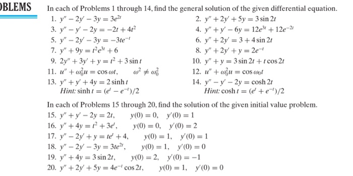 Solved OBLEMS In each of Problems 1 through 14, find the | Chegg.com