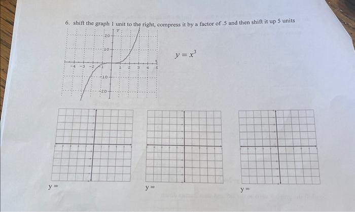 Solved 6. shift the graph 1 unit to the right. compress it | Chegg.com