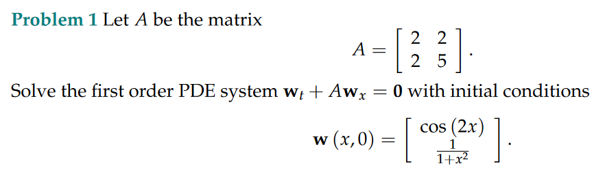 Solved Problem 1 Let A be the matrix A=[2225] Solve the | Chegg.com