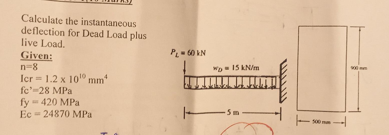 Solved Calculate the instantaneous deflection for Dead Load | Chegg.com