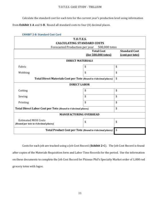 T.OTES CASE STUDY TRILLIUM COMPANY DESCRIPTION AND | Chegg.com