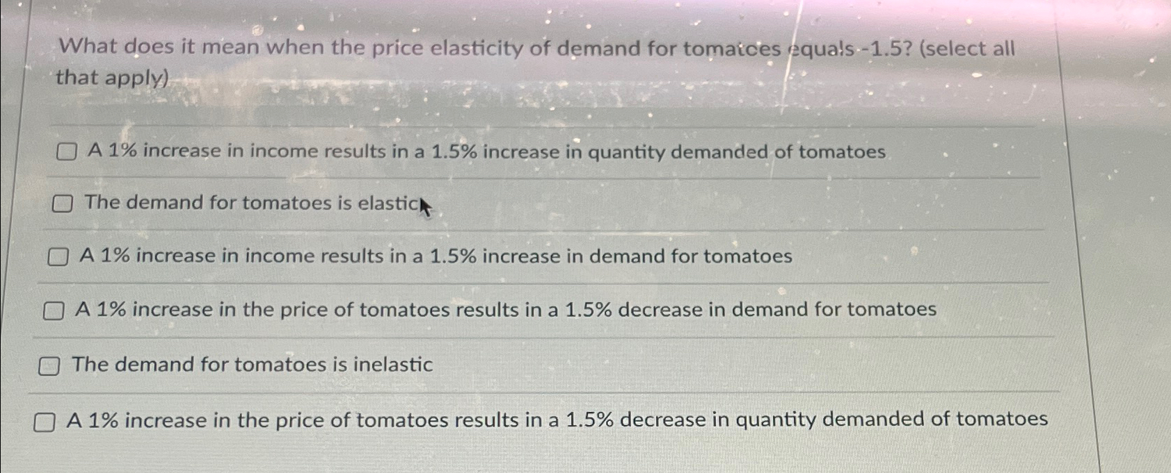 Solved What does it mean when the price elasticity of demand | Chegg.com