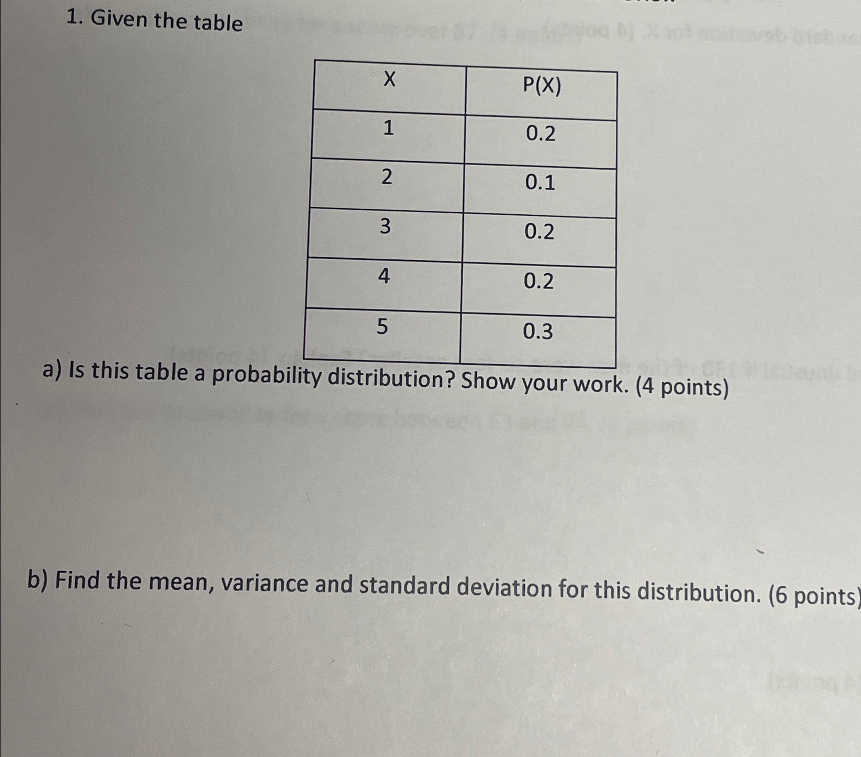 Solved Given the table\table[[x,P(x) | Chegg.com