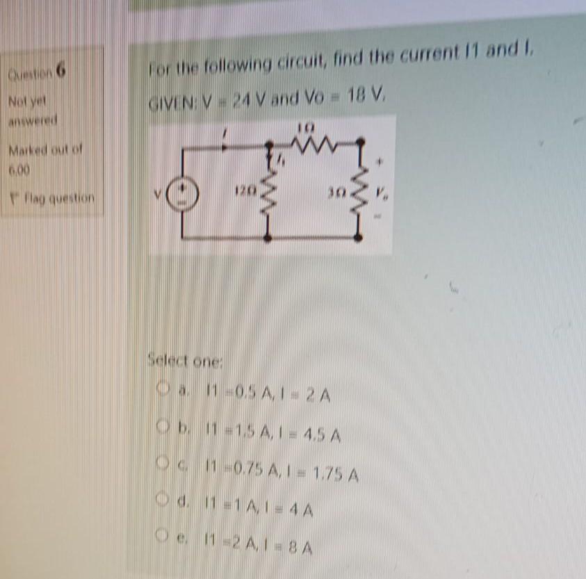 Solved for the following circuit, find the current 11 and I. | Chegg.com