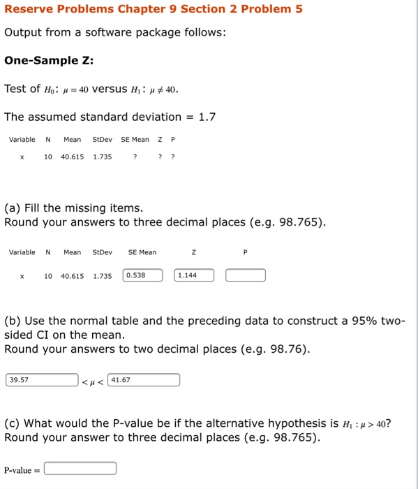 Solved Reserve Problems Chapter 9 Section 2 Problem 5 Output | Chegg.com