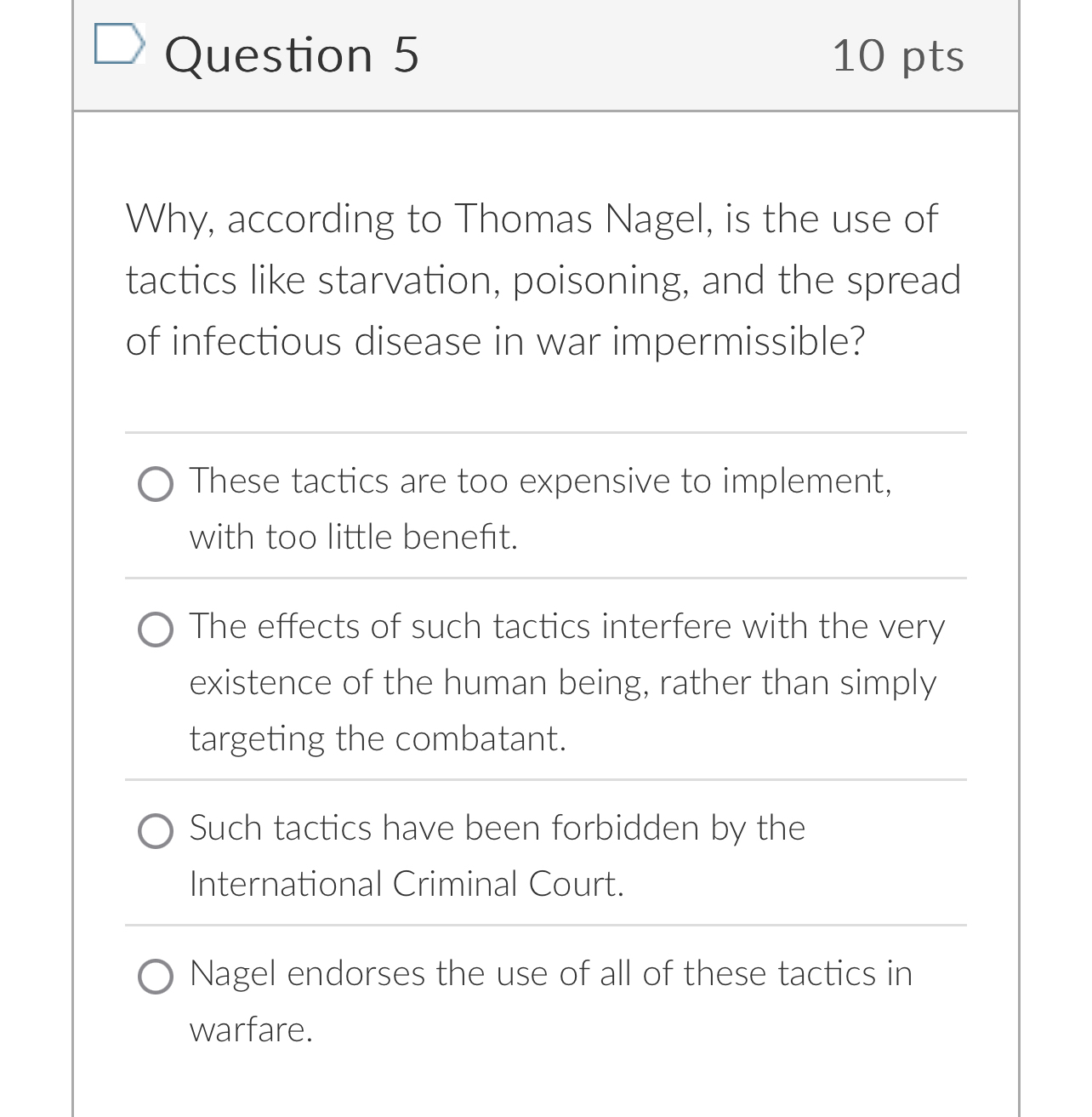 Solved Question 510 ﻿ptsWhy, according to Thomas Nagel, is | Chegg.com