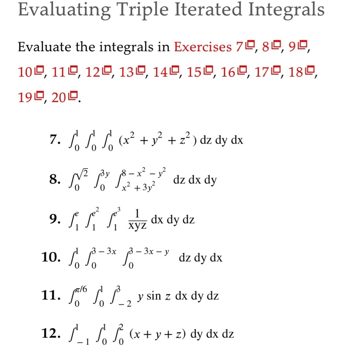 Solved Evaluating Triple Iterated Integrals Evaluate The