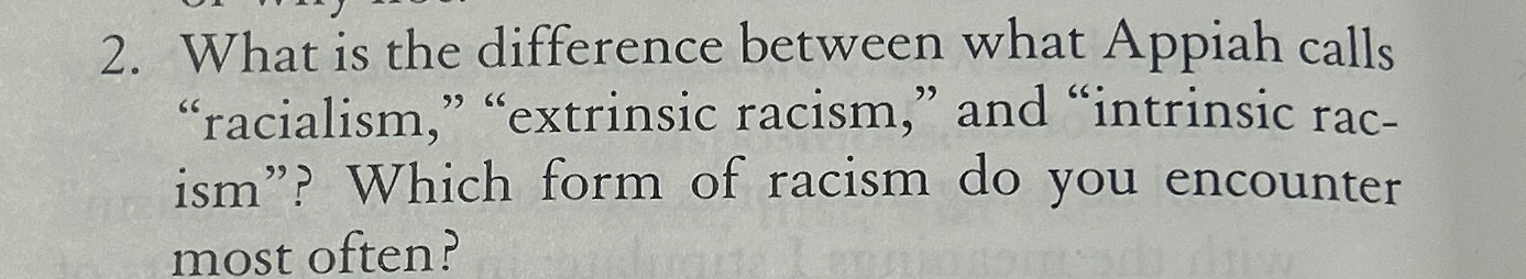 Solved What is the difference between what Appiah calls | Chegg.com