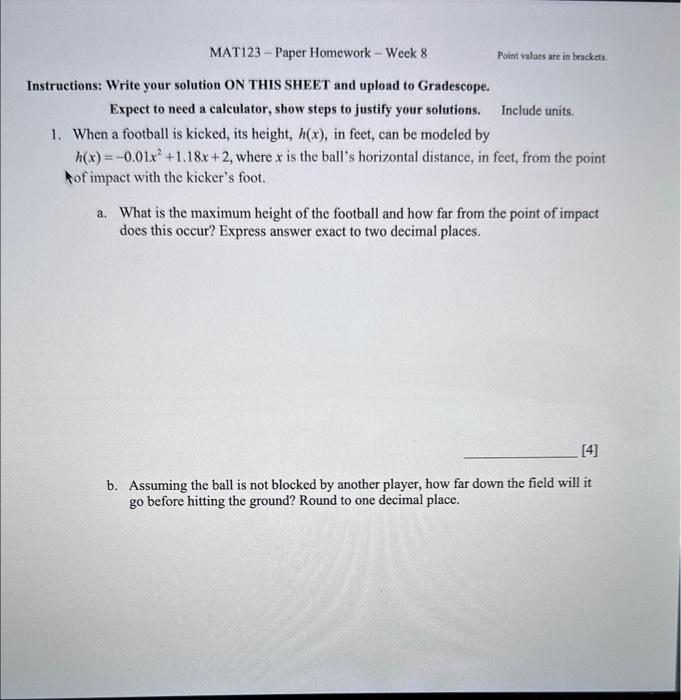 Solved Instructions: Write your solution ON THIS SHEET and | Chegg.com