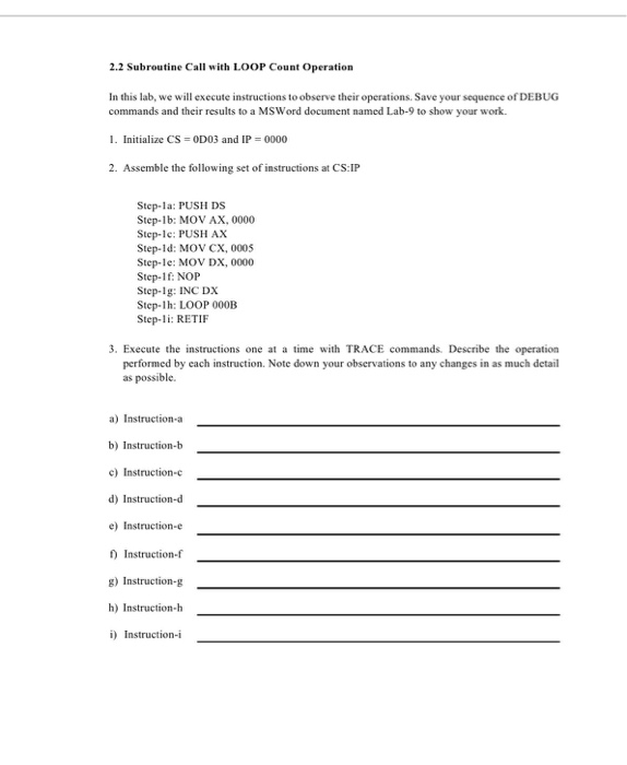 Solved 22 Subroutine Call With Loop Count Operation In This 3554