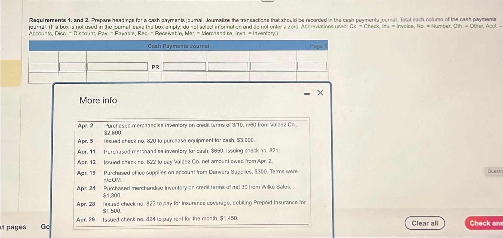 Solved Accounts, Disc. = ﻿Discount, Pay,= ﻿Payable, Rec.= | Chegg.com