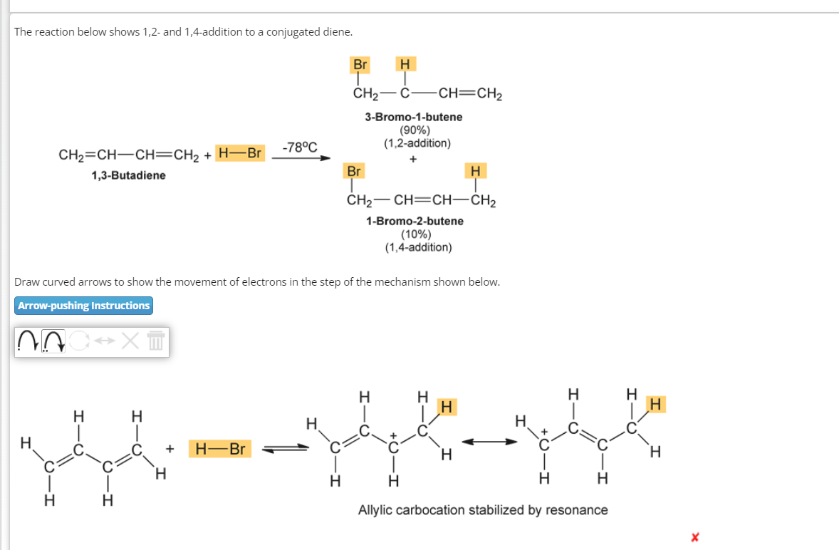 Solved The reaction below shows 1,2- ﻿and 1,4-addition to a | Chegg.com