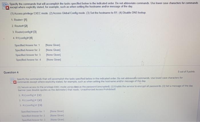 Solved Specify the commands that will accomplish the tasks | Chegg.com