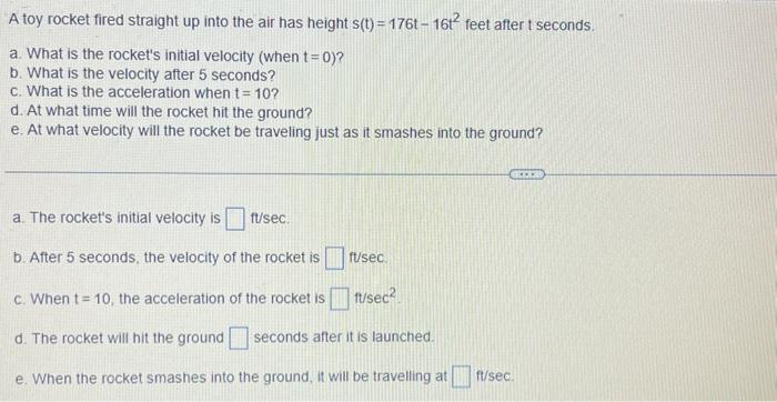 Solved A toy rocket fired straight up into the air has | Chegg.com