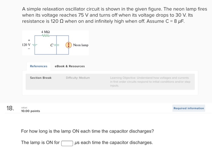 Solved A simple relaxation oscillator circuit is shown in | Chegg.com