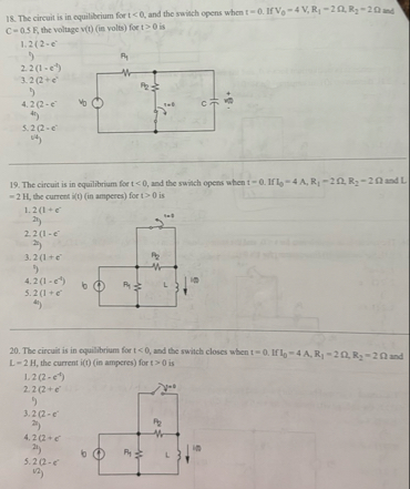 The circuit is in equilibrium for | Chegg.com
