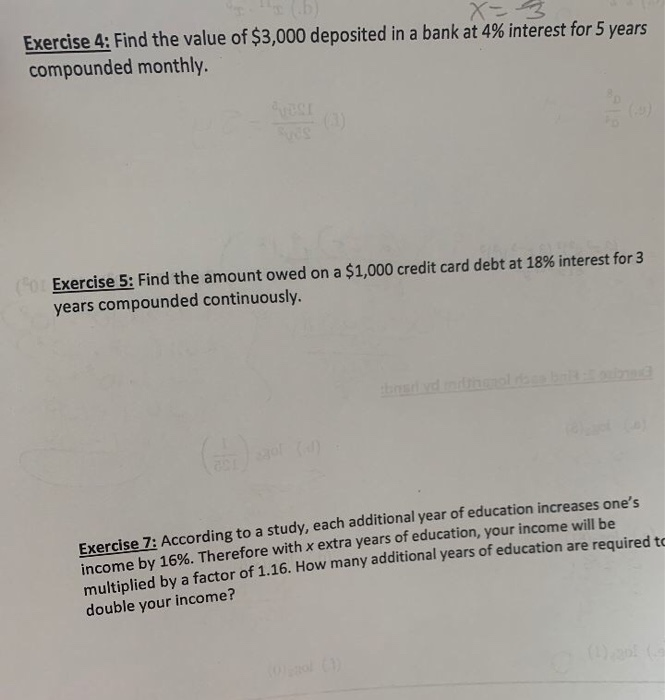 Solved Exercise 4: Find the value of $3,000 deposited in a | Chegg.com