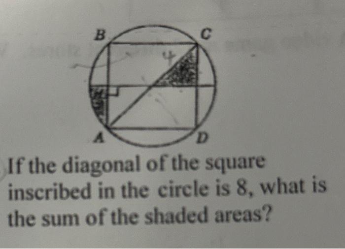Solved If the diagonal of the square inscribed in the circle | Chegg.com