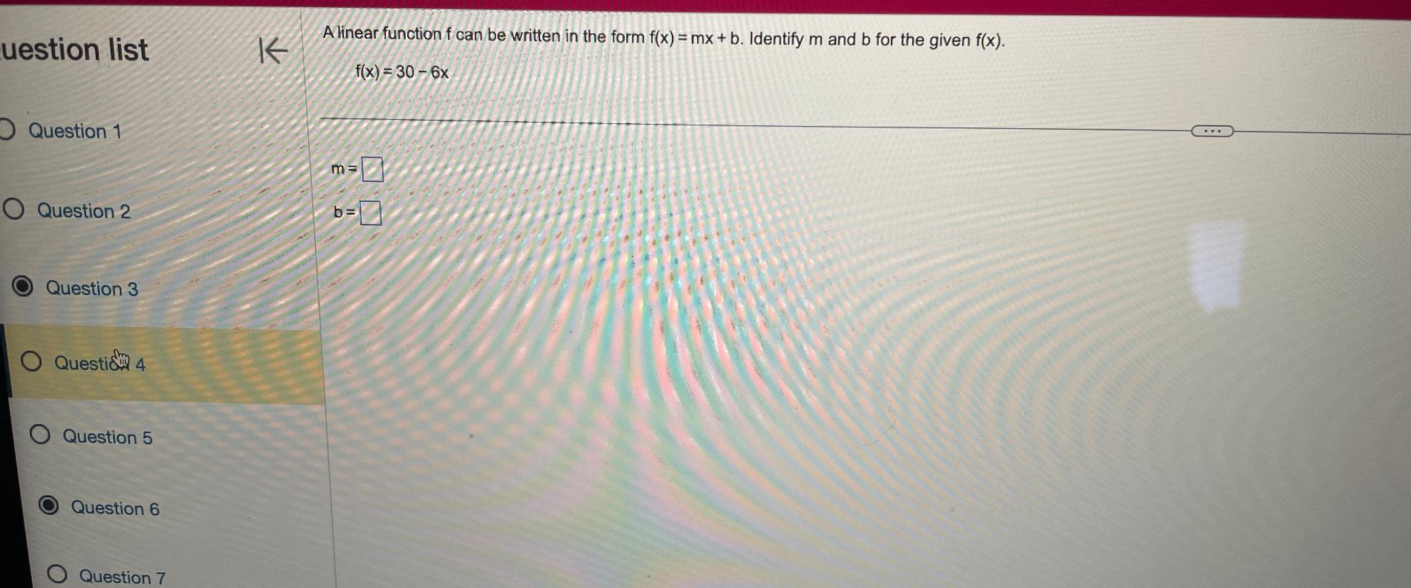 Solved uestion listA linear function f ﻿can be written in | Chegg.com