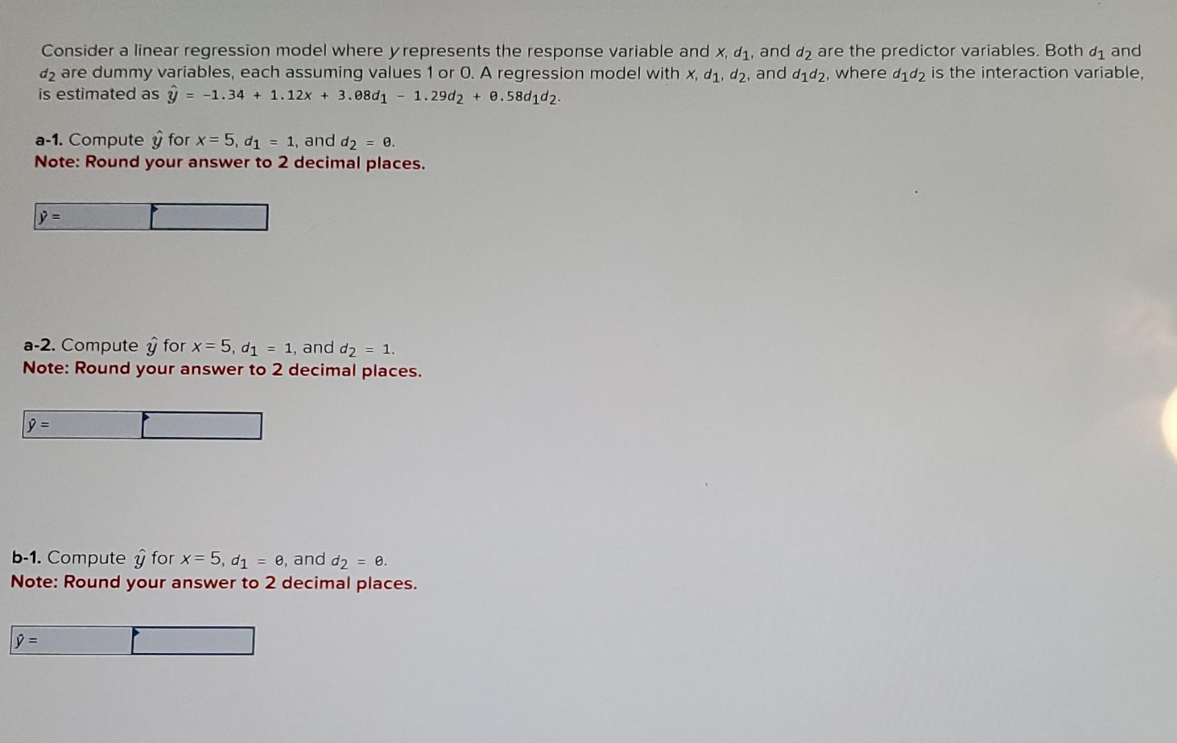Solved Consider a linear regression model where y represents | Chegg.com