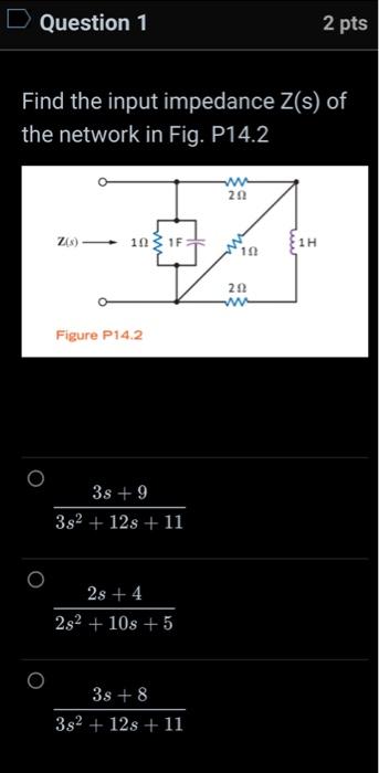 Solved Find the input impedance Z(s) of the network in Fig. | Chegg.com