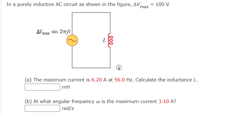 Solved In a purely inductive AC ﻿circuit as shown in the | Chegg.com