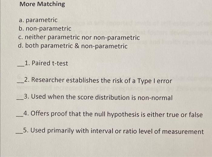 Solved a. parametric b. non-parametric c. neither parametric | Chegg.com