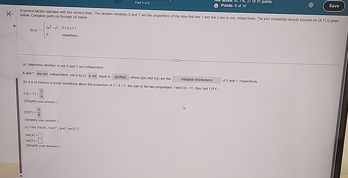 Solved Part 4 ﻿of 6suresora%, z? ﻿of 31 ﻿pointsA service | Chegg.com