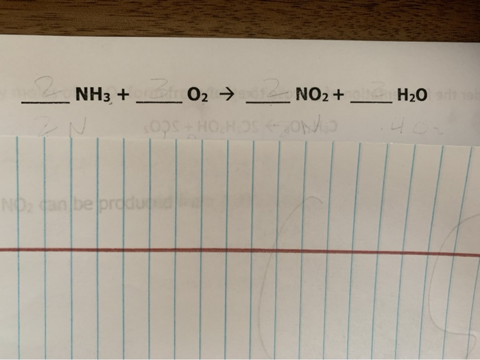 Solved NH3 + ___02 → _NO2+ ___ H2O bepro | Chegg.com