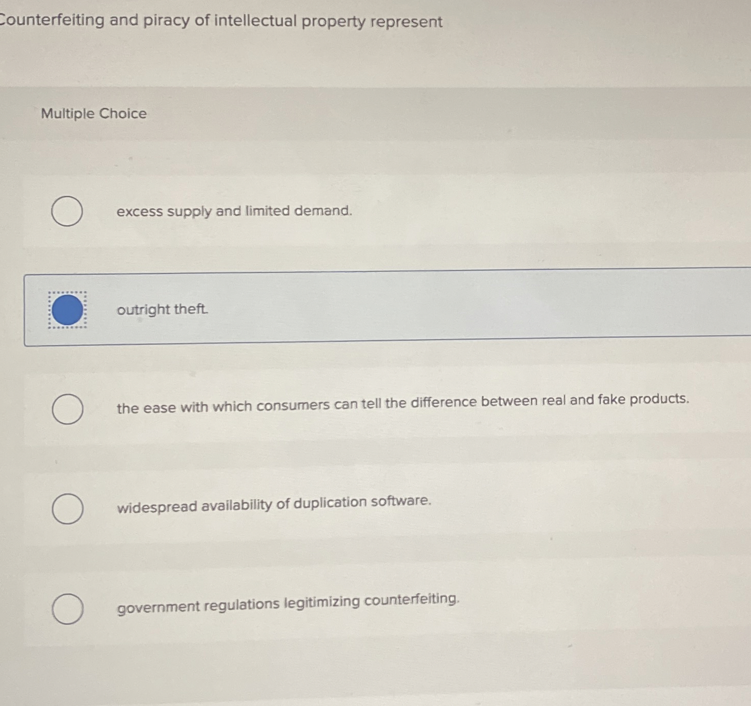 Solved Sounterfeiting and piracy of intellectual property | Chegg.com