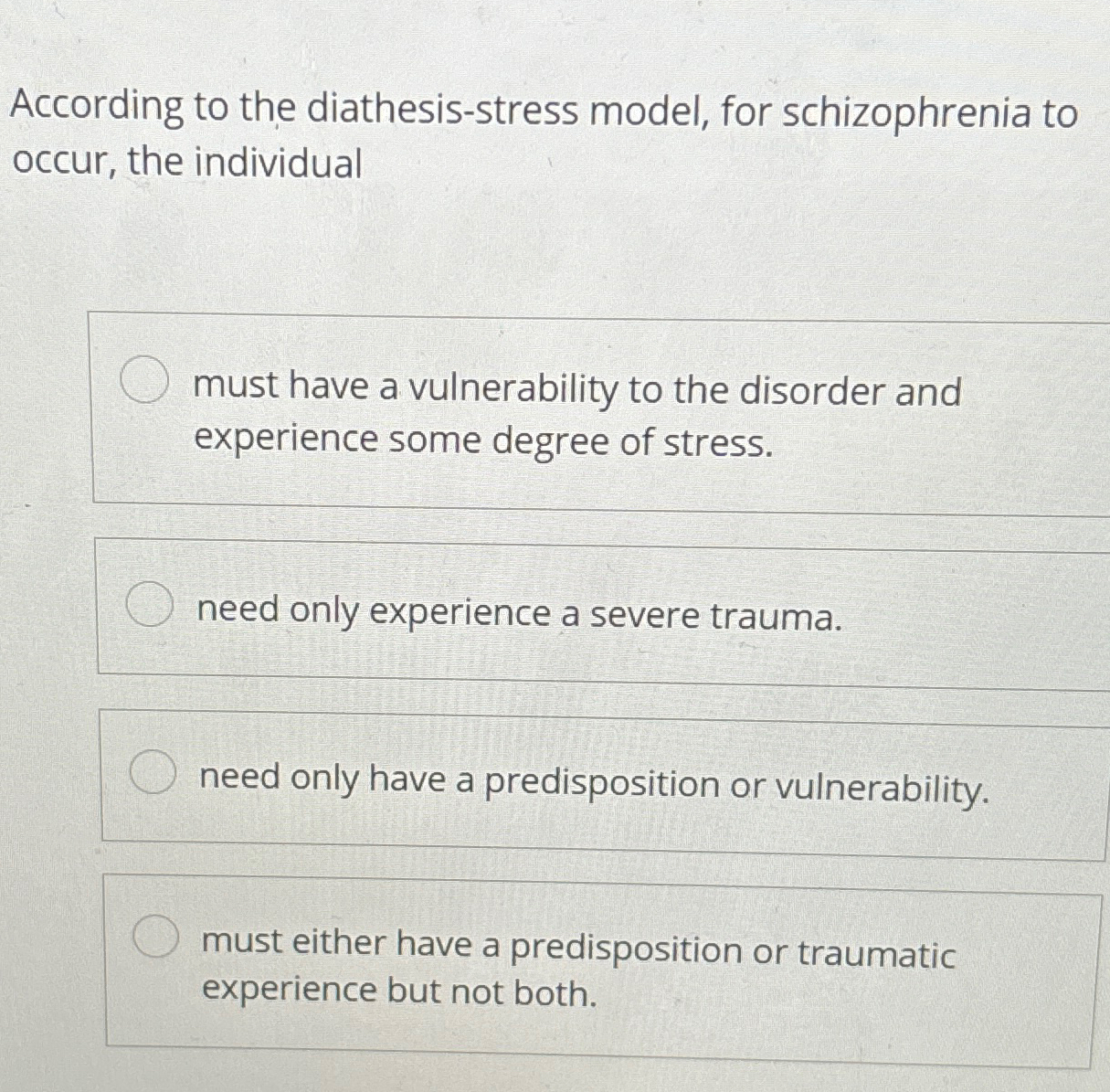 Solved According to the diathesis-stress model, for | Chegg.com