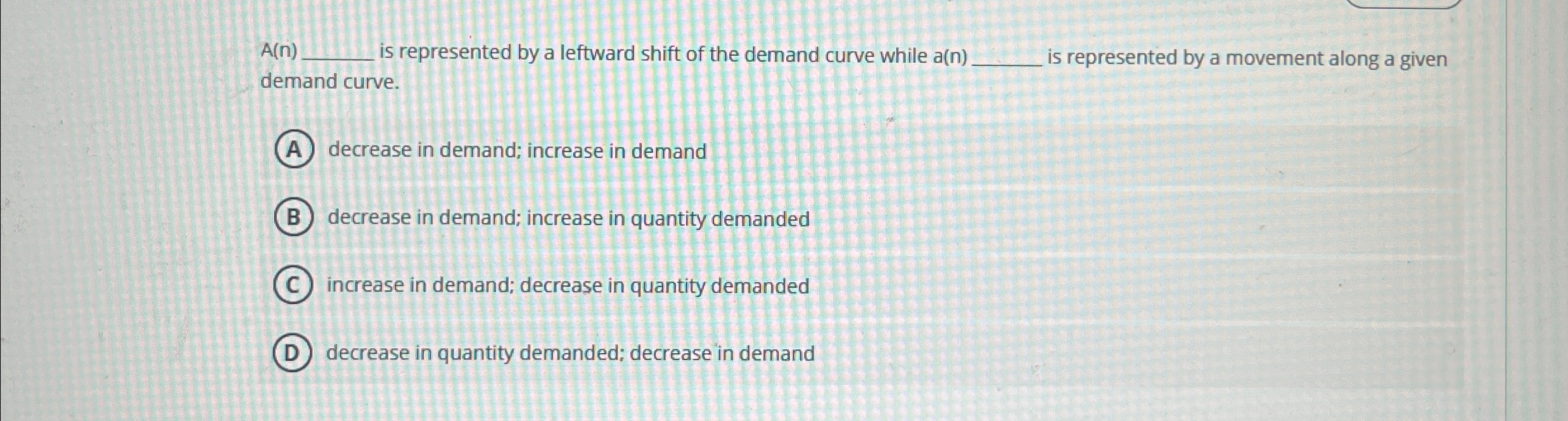Solved A N ï Is Represented By A Leftward Shift Of The Chegg