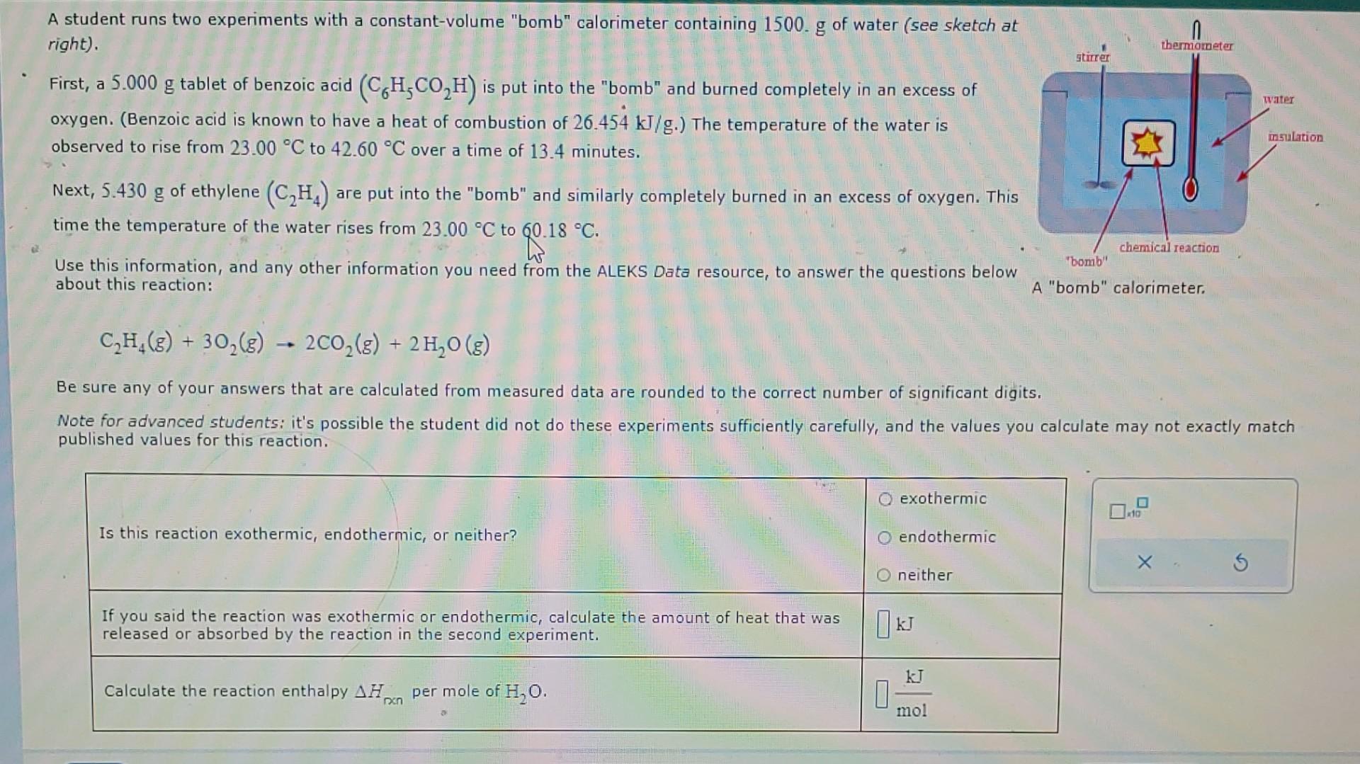 Solved A student runs two experiments with a constant-volume | Chegg.com