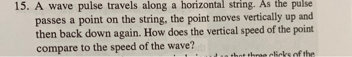 Solved 15. A wave pulse travels along a horizontal string. | Chegg.com