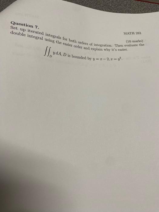 Solved Question 7. Set up iterated double integral integrals | Chegg.com