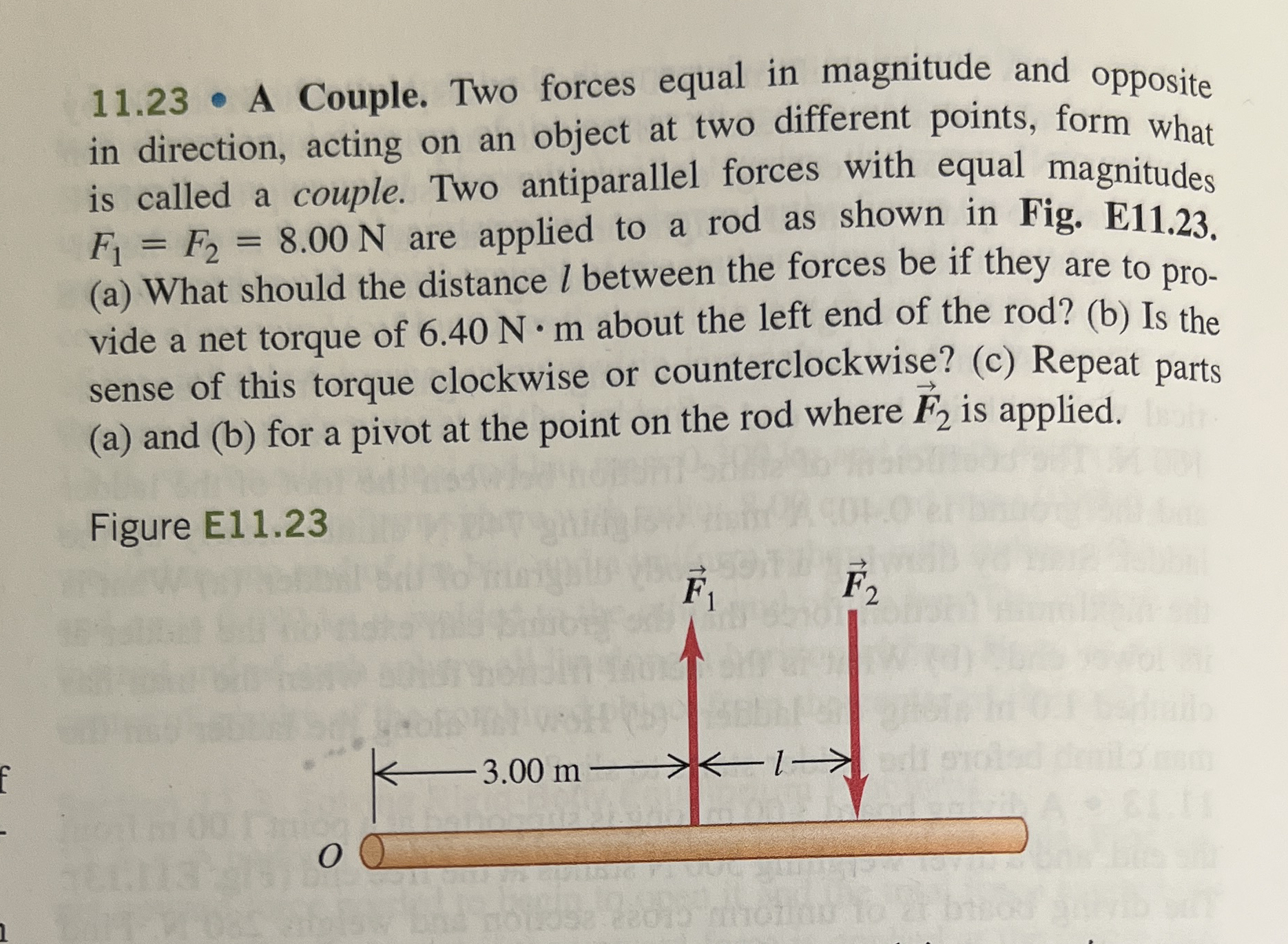 Solved 11.23 - ﻿A Couple. Two forces equal in magnitude and | Chegg.com