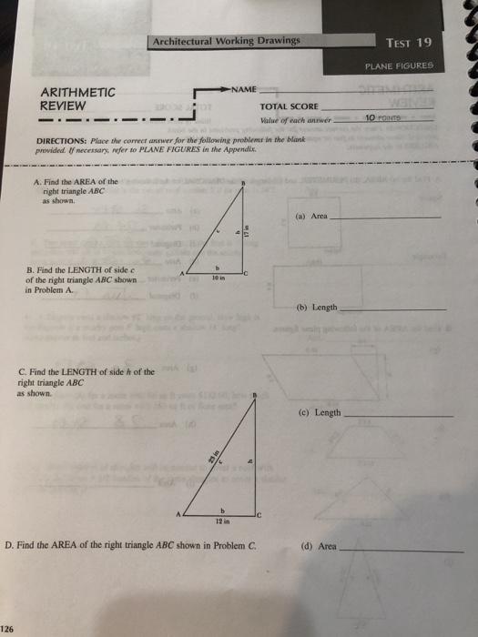 Solved Architectural Working Drawings TEST 19 PLANE FIGURES | Chegg.com