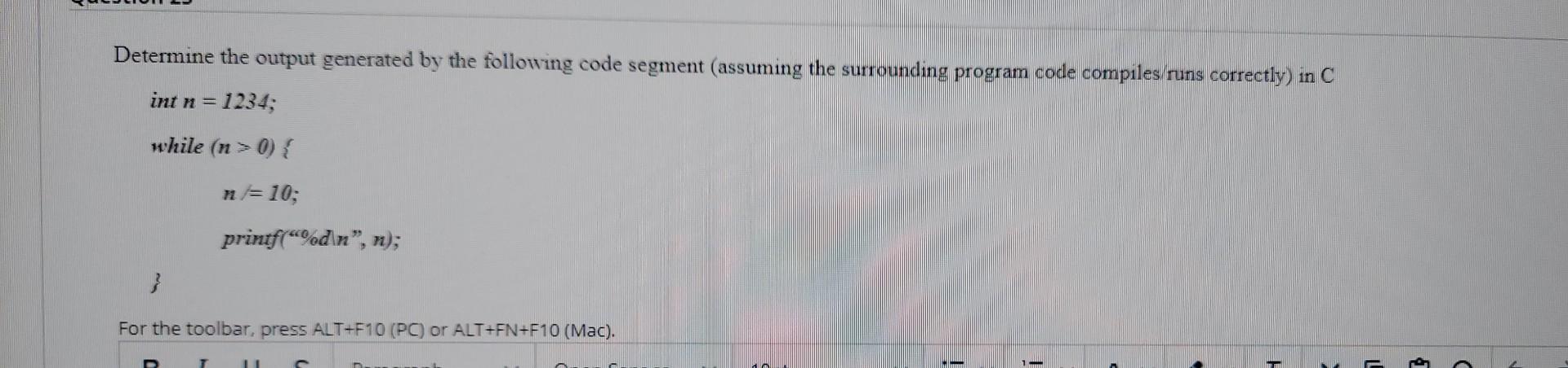 Solved Determine The Output Generated By The Following Code 8191
