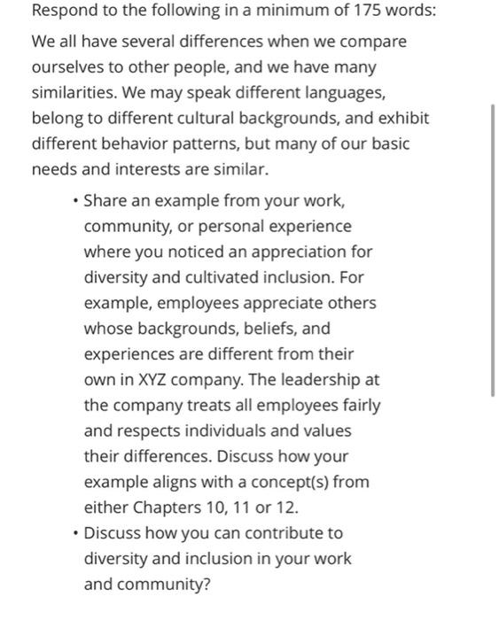 Solved Respond to the following in a minimum of 175 word We | Chegg.com