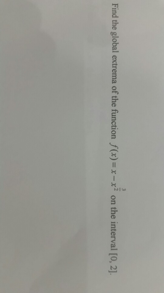 Solved Find the global extrema of the function f (x) = x - | Chegg.com