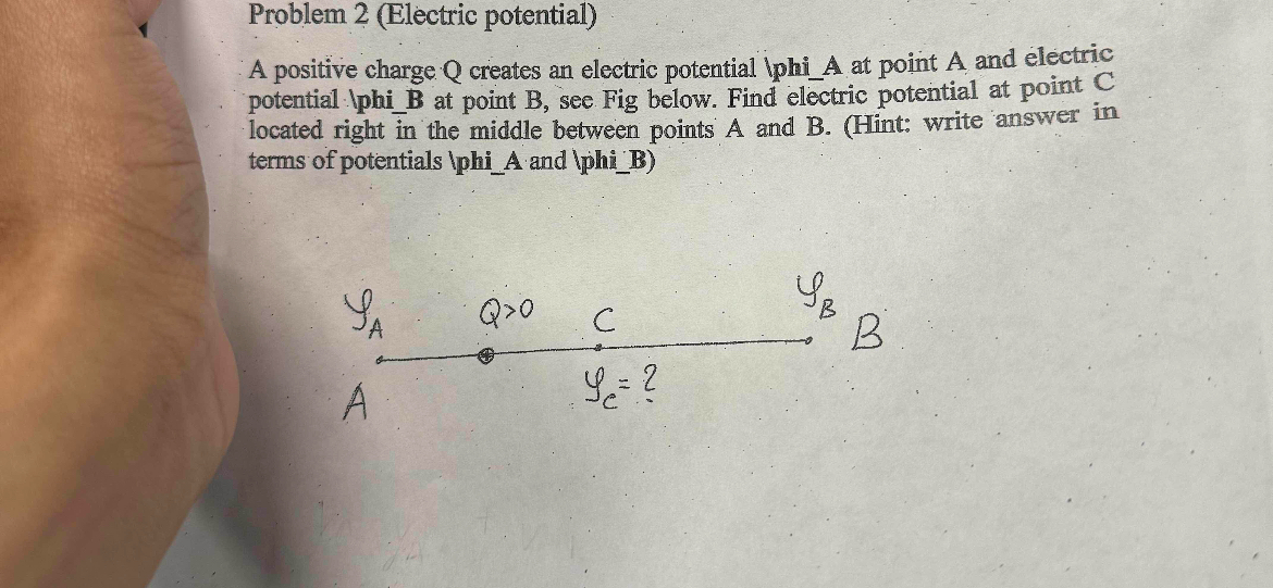 Problem 2 (Electric potential)A positive charge Q | Chegg.com