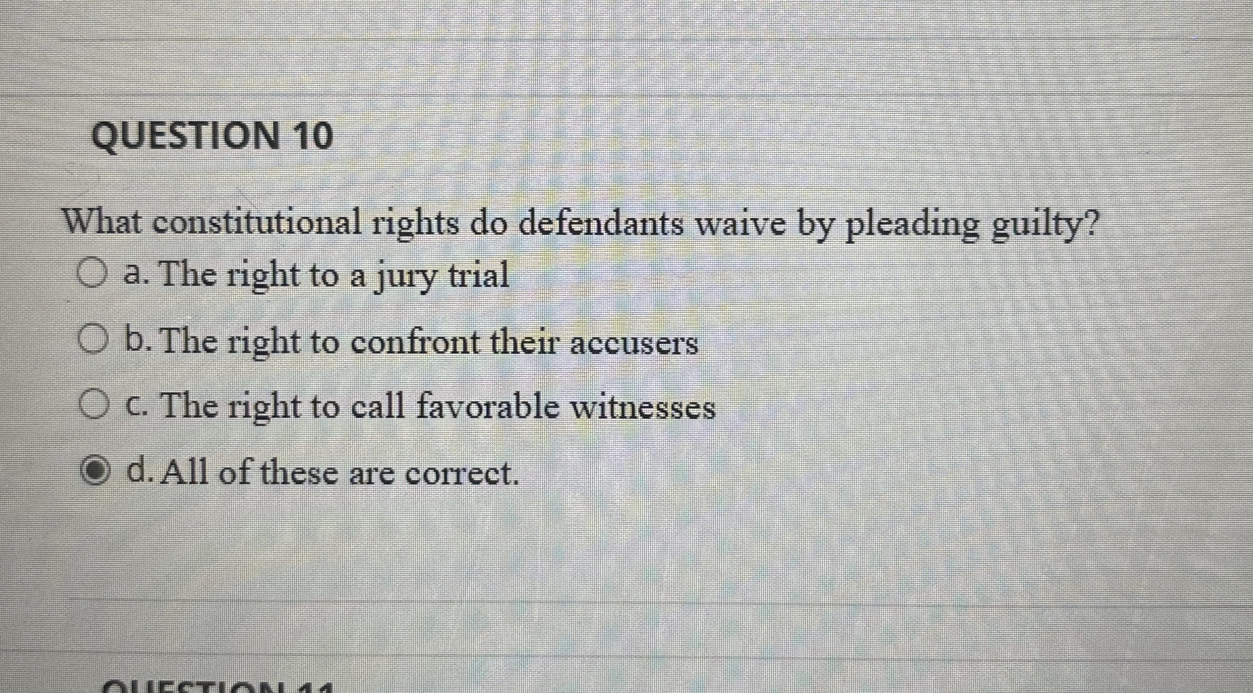 Solved QUESTION 10What constitutional rights do defendants | Chegg.com