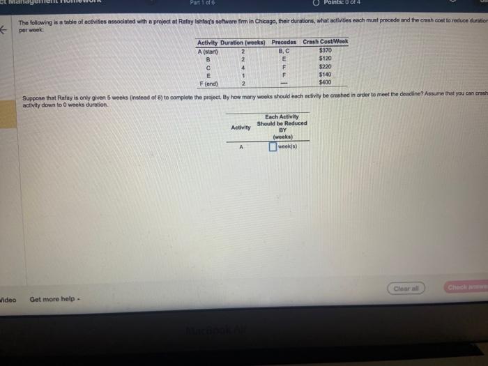 Solved Suppose that Rafay is only given 5 weeks (instead of | Chegg.com