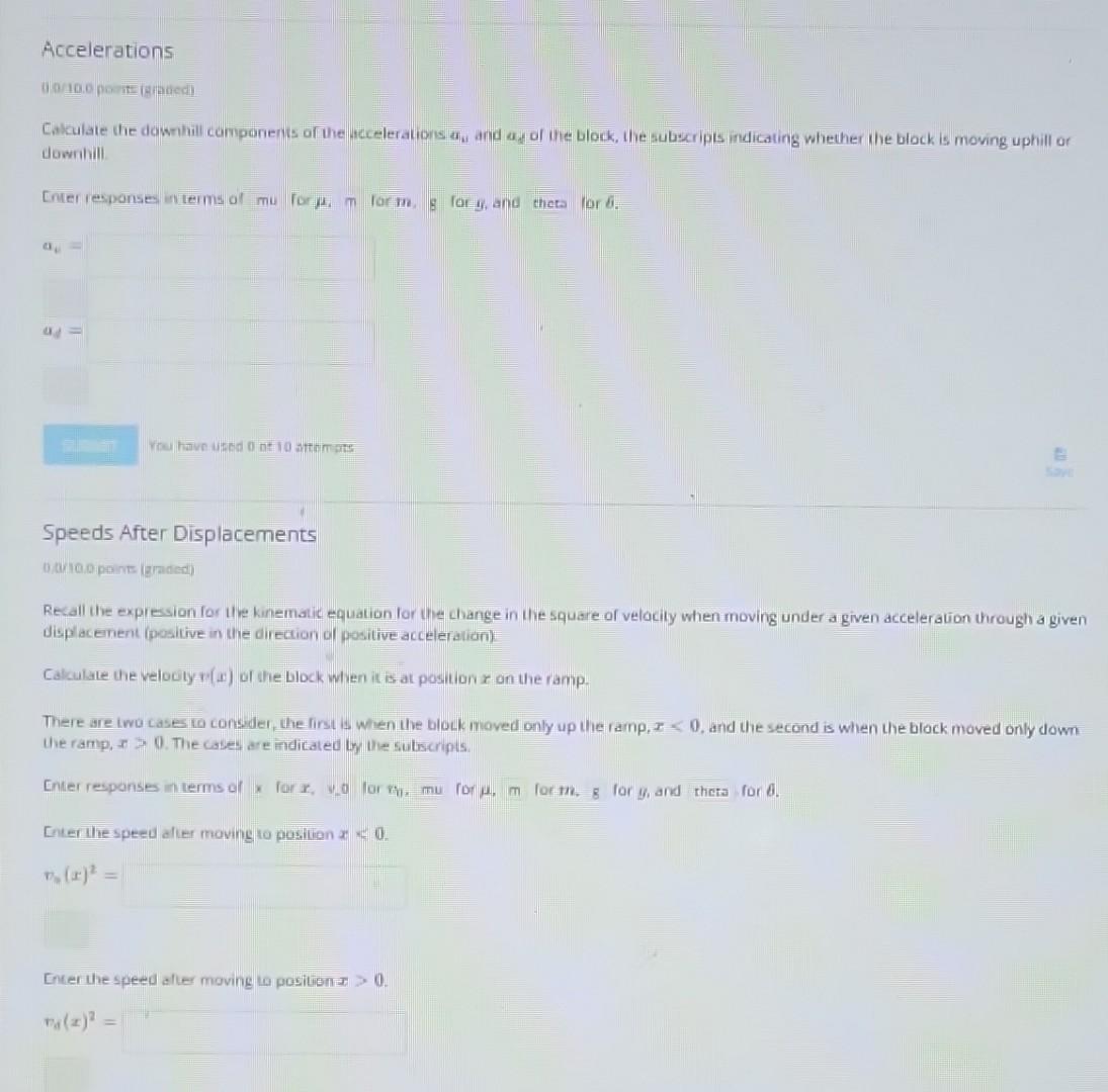 Solved H: Block on Ramp w Friction - Kinematics and Energy A | Chegg.com