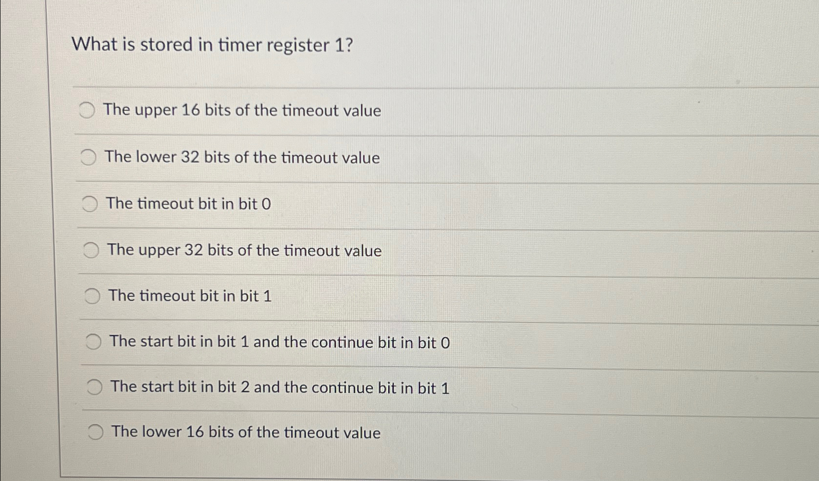 Solved What is stored in timer register 1 ?The upper 16 | Chegg.com