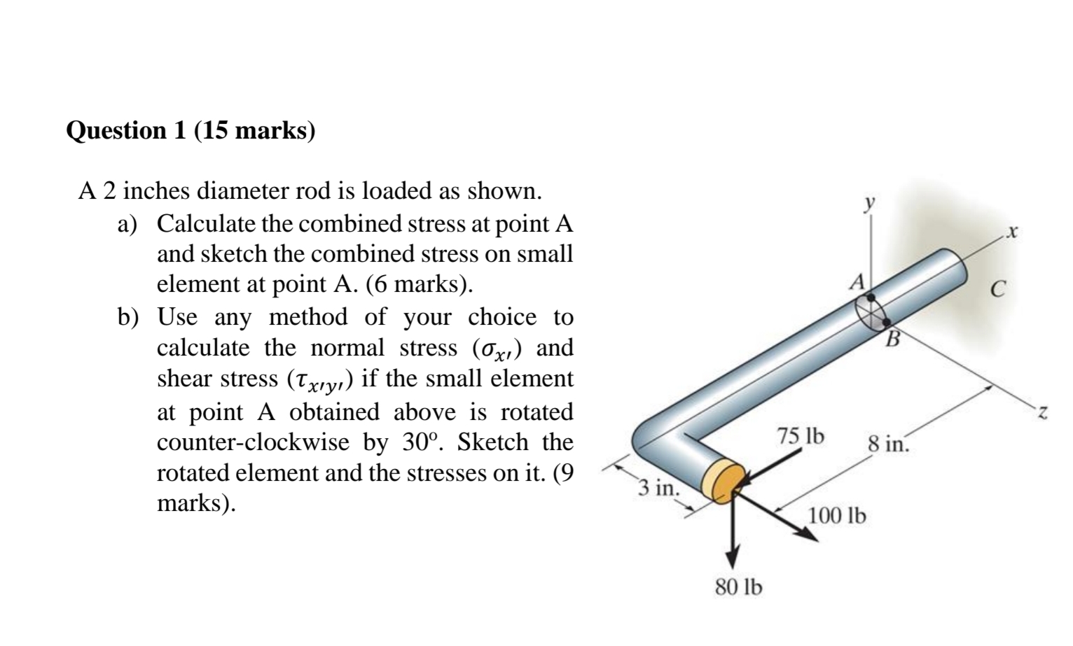Solved Question 1 (15 ﻿marks)A 2 ﻿inches diameter rod is | Chegg.com